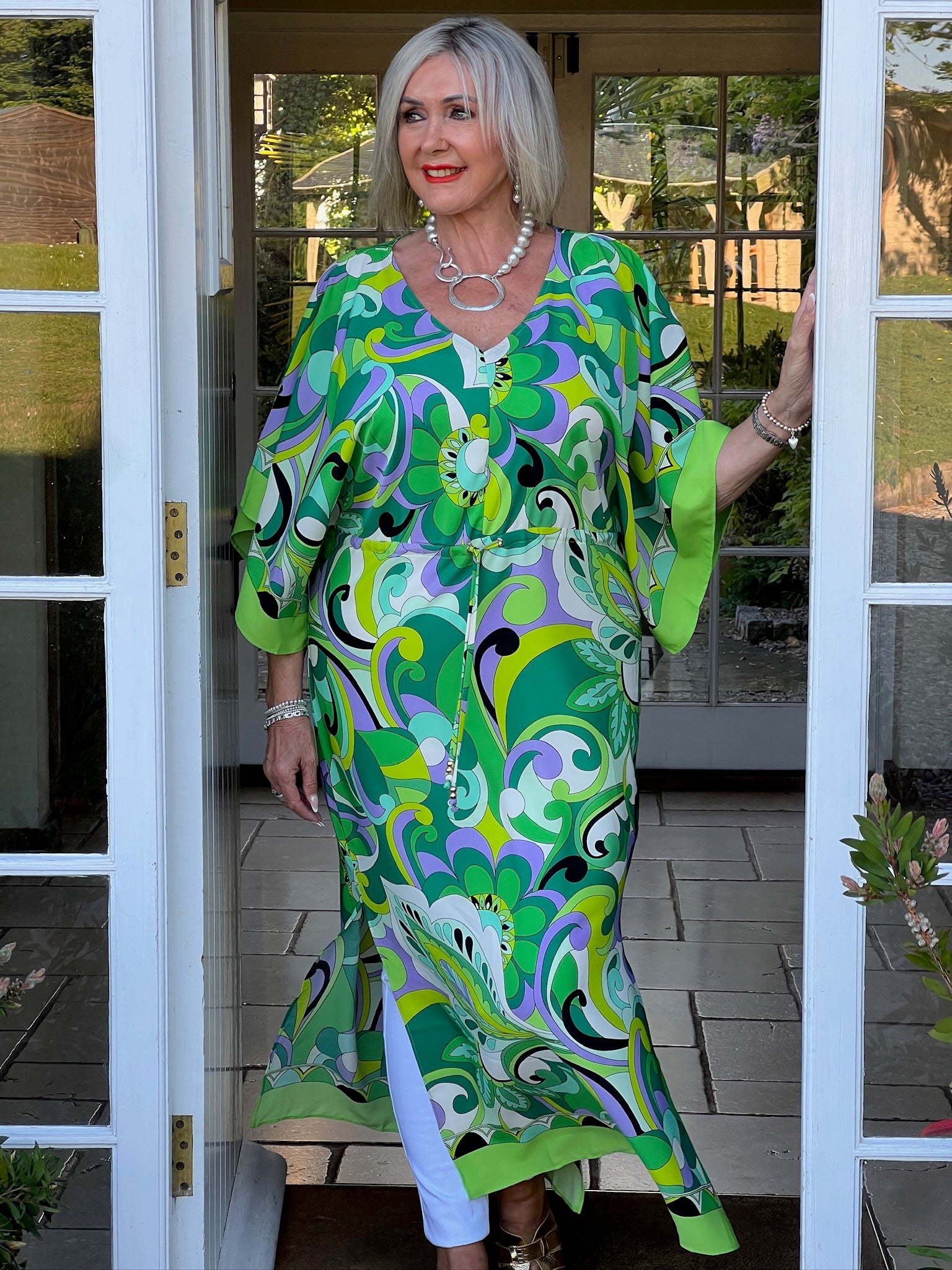 Flower Swirl Pattern Maxi Dress- Malissa J | Green – Mandy's Heaven