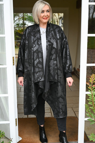 quick shop black abstract luxury waterfall jacket £ 76 . 00